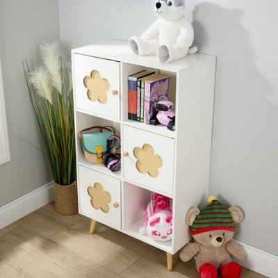 Daisy 3X3 Cube Storage Bookcase with Open Shelves and Cupboard Doors