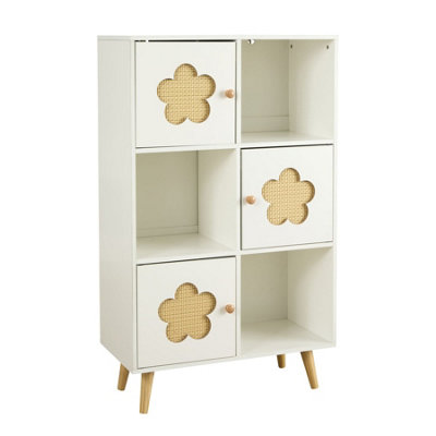 Daisy 3X3 Cube Storage Bookcase with Open Shelves and Cupboard Doors