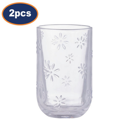 Daisy Glass Tumbler 450ml Recycled Ravenhead Clear Embossed Floral ...