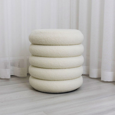 Daisy Ivory Teddy fabric Storage Stool