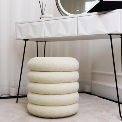 Daisy Ivory Teddy fabric Storage Stool