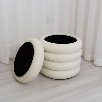 Daisy Ivory Teddy fabric Storage Stool