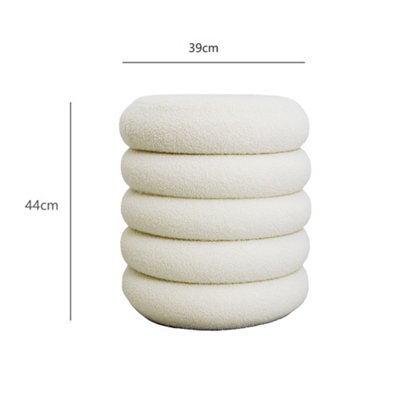 Daisy Ivory Teddy fabric Storage Stool