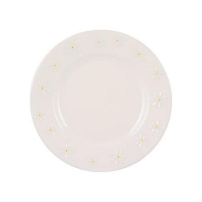 Daisy Side Plate 21cm Stoneware Glaze Hand Painted Flower Embossed ...