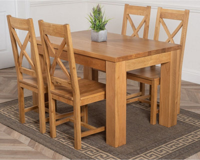Dakota 127 x 82 cm Chunky Oak Small Dining Table and 4 Chairs Dining ...