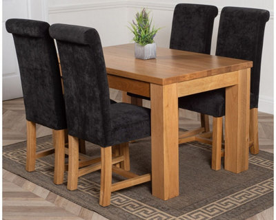 Dakota 127 x 82 cm Chunky Oak Small Dining Table and 4 Chairs Dining ...