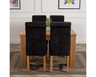 Dakota 127 x 82 cm Chunky Oak Small Dining Table and 4 Chairs Dining ...