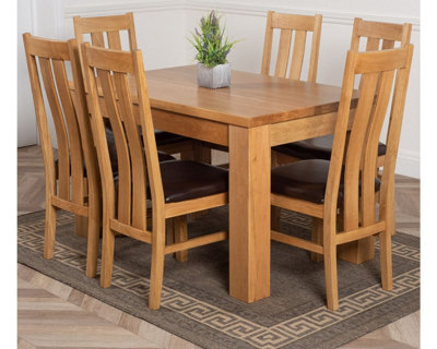 Dakota 127 x 82 cm Chunky Oak Small Dining Table and 6 Chairs Dining ...