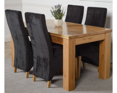 Dakota 152 x 87 cm Chunky Medium Oak Dining Table and 4 Chairs Dining ...