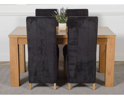 Dakota 152 x 87 cm Chunky Medium Oak Dining Table and 4 Chairs Dining ...