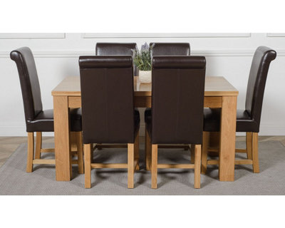 Dakota 152 x 87 cm Chunky Medium Oak Dining Table and 6 Chairs Dining ...