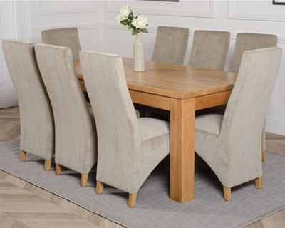 Dakota 182 x 92 cm Chunky Oak Large Dining Table and 8 Chairs Dining ...