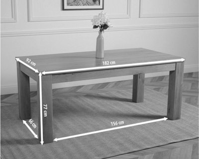 Dakota 182 x 92 cm Chunky Oak Large Dining Table and 8 Chairs Dining ...