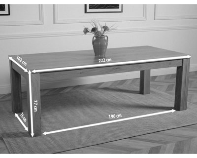 Dakota 222cm Chunky Extra Large Solid Oak Dining Table