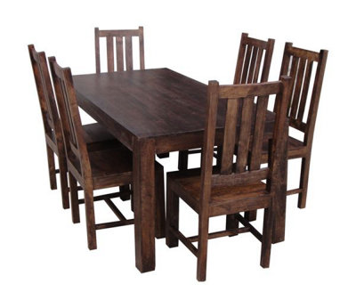 Dakota Dining Table - Mango Wood - L90 x W175 x H76 cm - Dark Finish ...