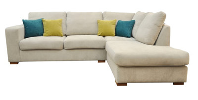 Dakota Fabric Right Cream Corner Sofa Suite