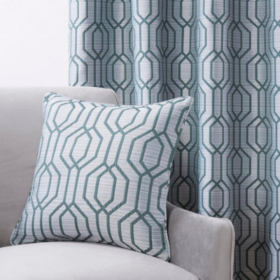 Dakota Geometric Green Filled Cushion | DIY at B&Q