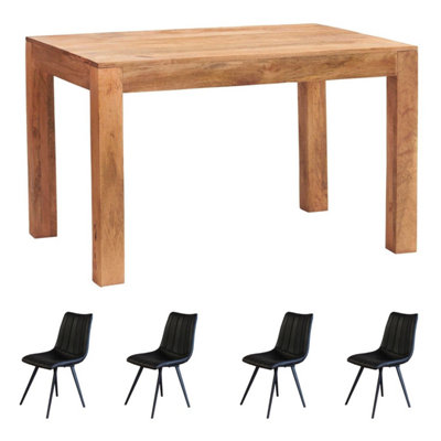 Dakota Mango Wooden 4Ft Medium Sized Dining Table Set With 4 Chairs