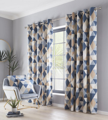 Dakota Navy Eyelet Curtains 90 x 90 | DIY at B&Q