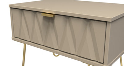 Dallas 1 Drawer Wide Side Table in Mushroom (Ready Assembled)