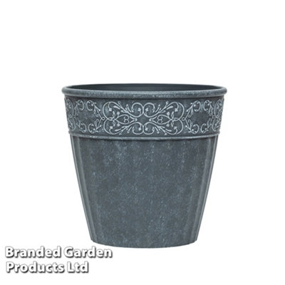 Damask Lead Effect Planter Outdoor Garden Patio Dark Grey 28cm (x1)