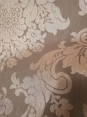 Damask Rose Gold Foil Metallic Wallpaper Textured Vinyl Retro Vintage ...