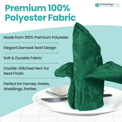 Damask Swirl Pattern Table Napkins Polyester Serviette, Green