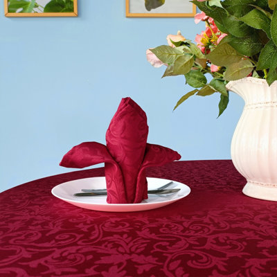 Damask Swirl Pattern Table Napkins Polyester Serviette, Red