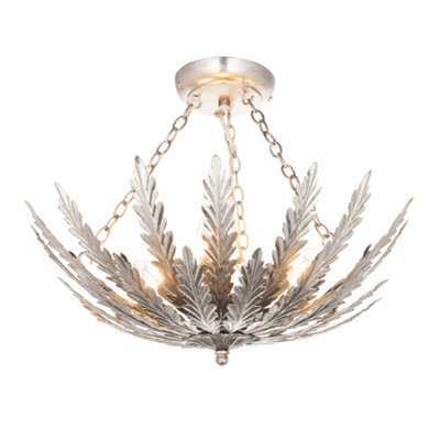 Damita Silver Leaf Decorative Floral 3 Light Ceiling Pendant