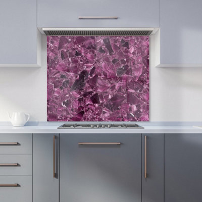 Damson Quartz Effect Premium Glass Kitchen Splashback W700mm x H650mm