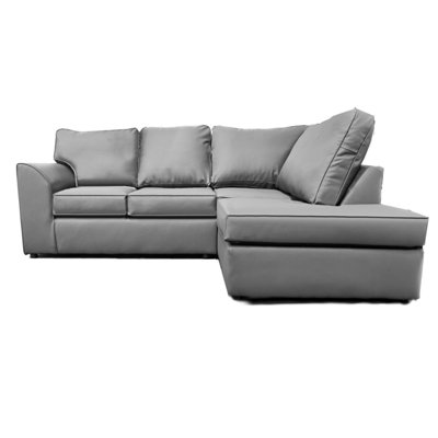 Danbury Leather 3 to 4 Seater L Shaped Corner Sofa Grey Right Hand Facing