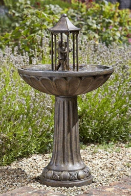 Dancing Couple Water Fountain - Solar Powered Freestanding Bronze Bird ...