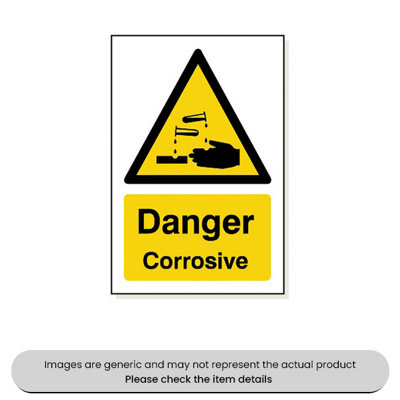 Danger Corrosive S Sticker Adhesive 240X360MM Pack Qty 1