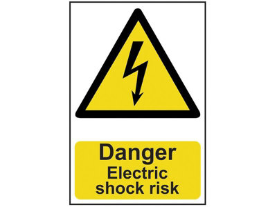 Danger Electric Shock Risk Sign - Durable PVC 200 x 300mm Safety Sign