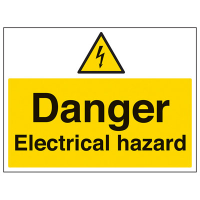 Danger Electrical Hazard Warning Sign - Adhesive Vinyl 400x300mm (x3 ...