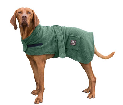 Danish Design Green Cotton Adjustable Velcro Towelling Dog/Puppy Robe ...