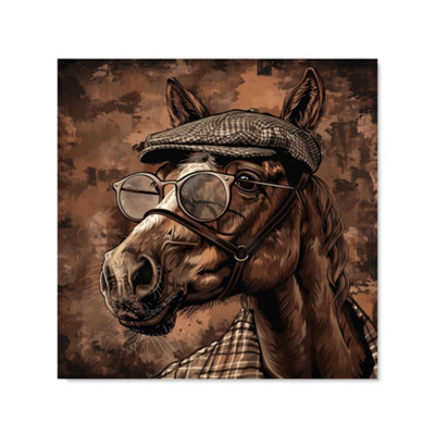 Dapper Horse with Tweed Cap Premium Glass Kitchen Splashback W600mm x ...