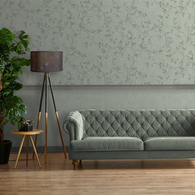 Darcy James Collection Japandi Leaf Wallpaper Green Muriva 173574