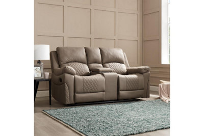 Darius 2 Seater Recliner Sofa, Light Brown Air Leather | DIY at B&Q