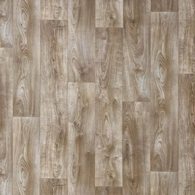 Dark Beige Wood Effect Vinyl Flooring For Kitchen, Bathroom, Dining ...
