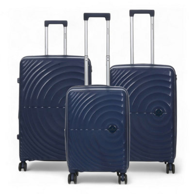 Dark Blue Expandable Hard Shell 8 Wheels Luggage Cabin Suitcase Set