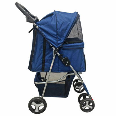 Dark Blue Folding Pushchair Pet Stroller