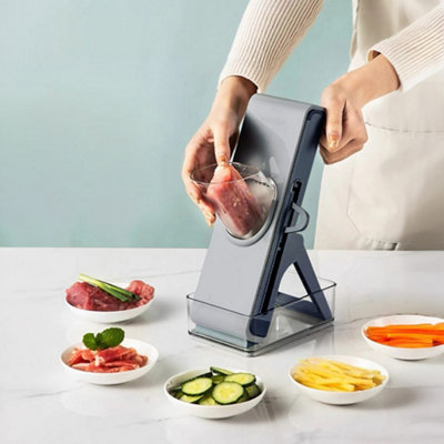 Dark Blue Kitchen Manual Mandoline Slicer with Food Container ...