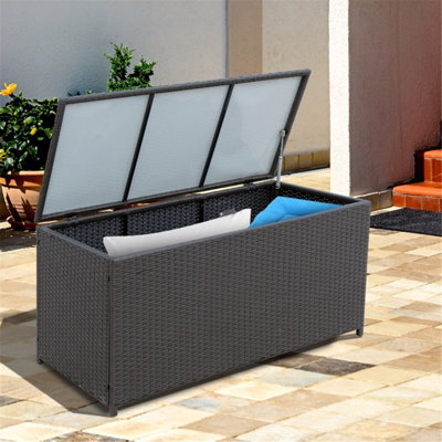 Dark brown large capacity storage box, metal frame with PE rattan ...