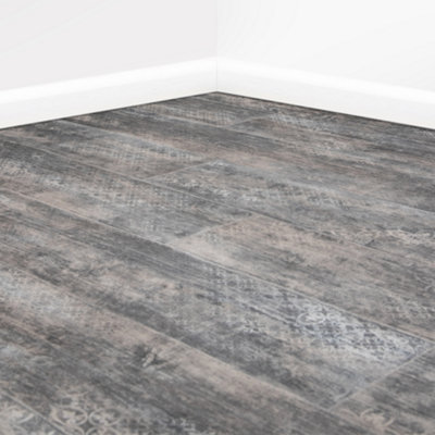 Dark Forest Oak Effect Washed Plank Farmhouse Style Soft Lino Flooring ...