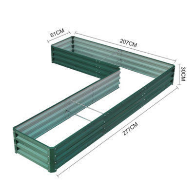 Dark Green Outdoor Metal L Shaped Raised Garden Bed Corner Seed Bed L ...