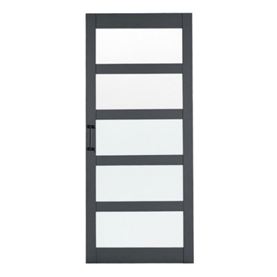 Dark Grey 5 Panles Glass Sliding Internal Door 91cm W x 213cm H with ...
