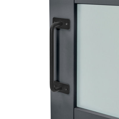 Dark Grey 5 Panles Glass Sliding Internal Door 91cm W x 213cm H with ...