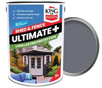 Dark Grey Fence Paint & Shed Paint King of Paints one coat 5L | DIY at B&Q