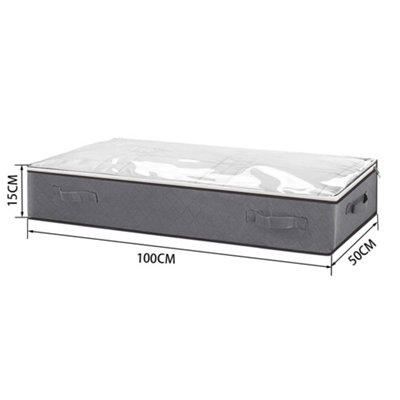 Dark Grey Foldable Fabric Clothes Quilt Under Bed Storage Box ...